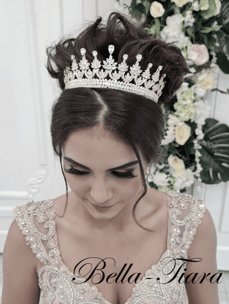 Majestic- Stunning Swarovski Crystal Gold Tiara Crown – Bella-Tiara