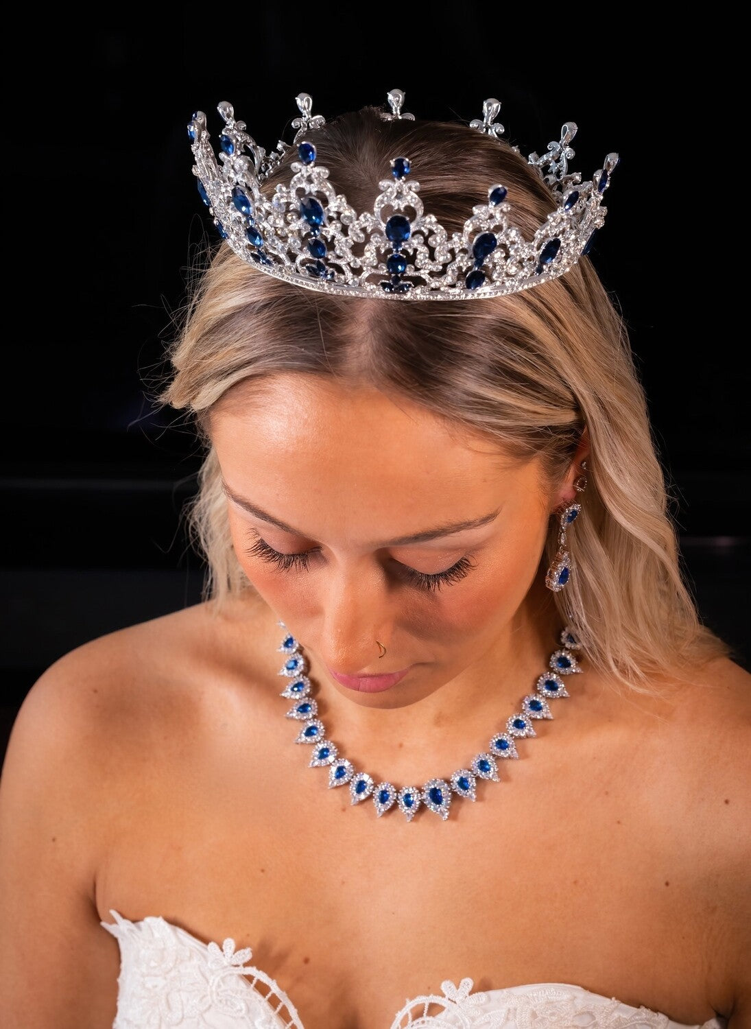 Luisablue - Royal navy blue crown tiara – Bella-Tiara