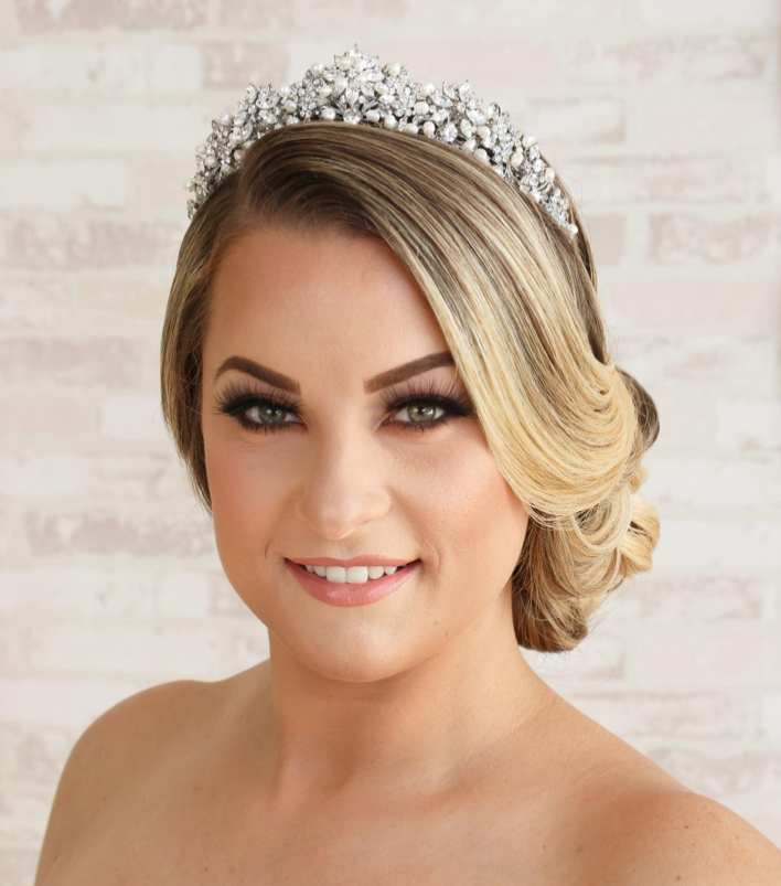 Liana - Elevated pearl crystal wedding tiara – Bella-Tiara
